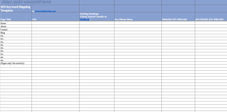 SEO Keyword Mapping Template (Spreadsheet)